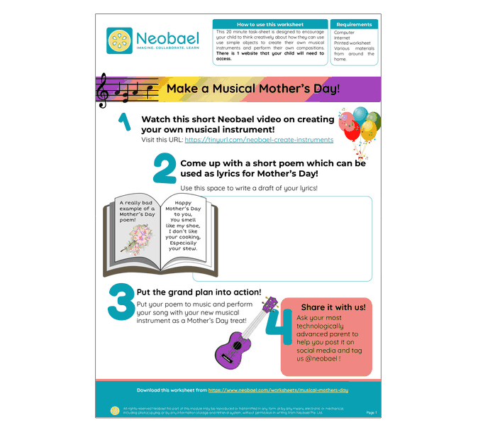 Neobael Worksheet - 🎶 A Musical Mother's Day 🎤🎷