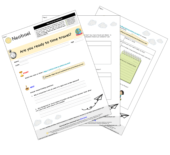 Neobael Worksheet - 🕰️ Do you know how time travels? 🌎